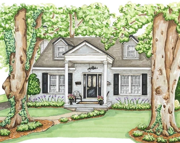 House Drawing, House Portrait, Custom Drawing of Your Home, House ...