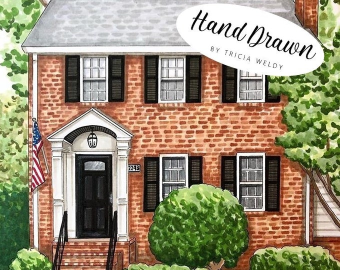 House Drawing, House Portrait, Custom Drawing of Your Home, House ...