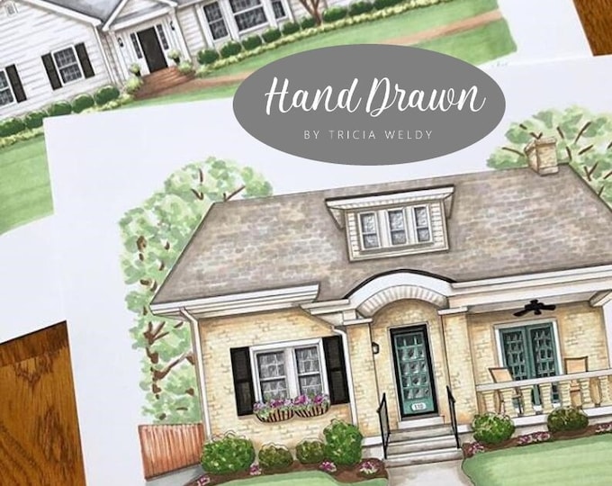 Custom Home Portrait, House Drawing, Custom Drawing of Your Home, House ...