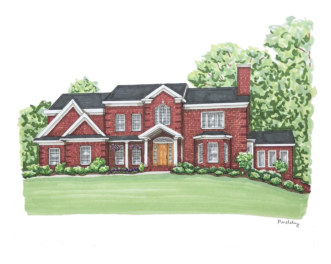 Custom House Drawing, Custom Home Portrait, House Portrait, House ...