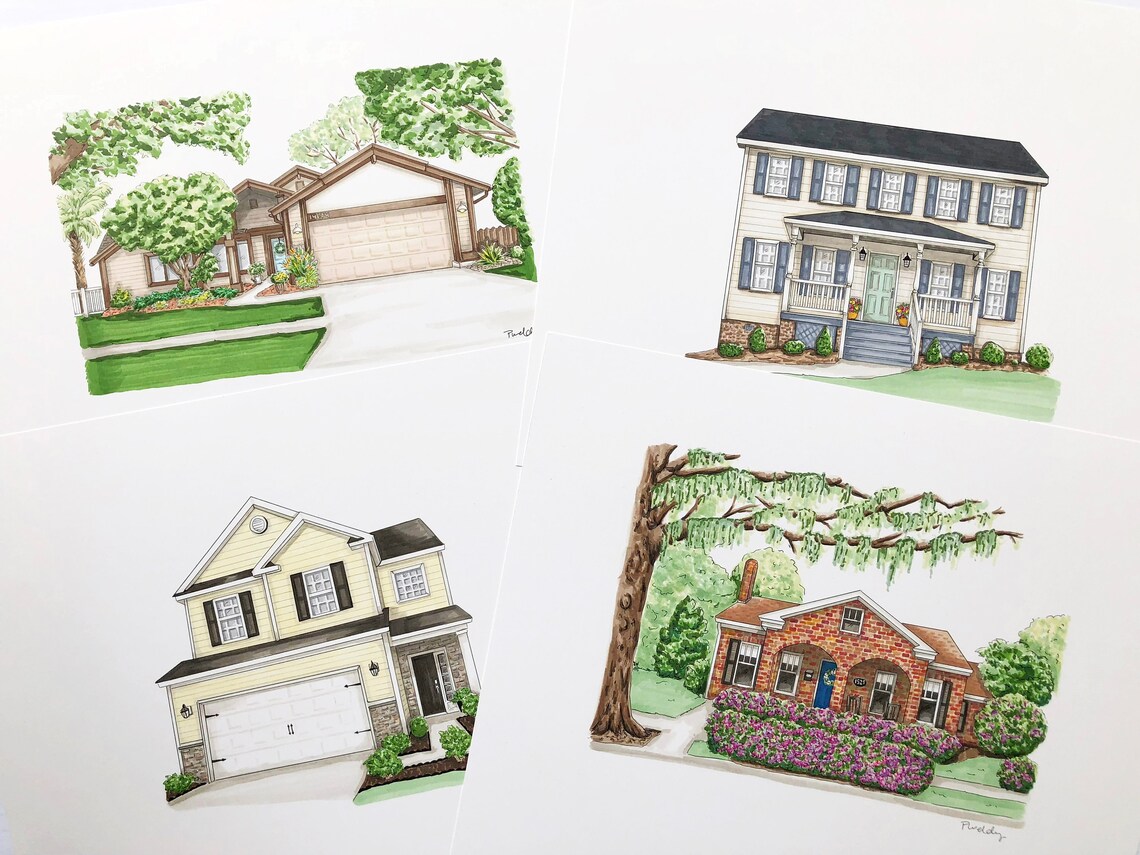 House Drawing, House Portrait, Custom Drawing of Your Home, House ...