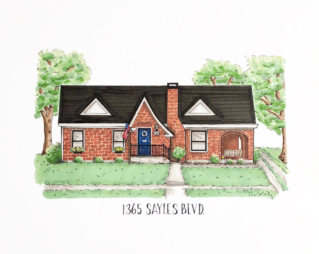 Custom House Portrait, House Drawing, Custom Drawing of Your Home ...