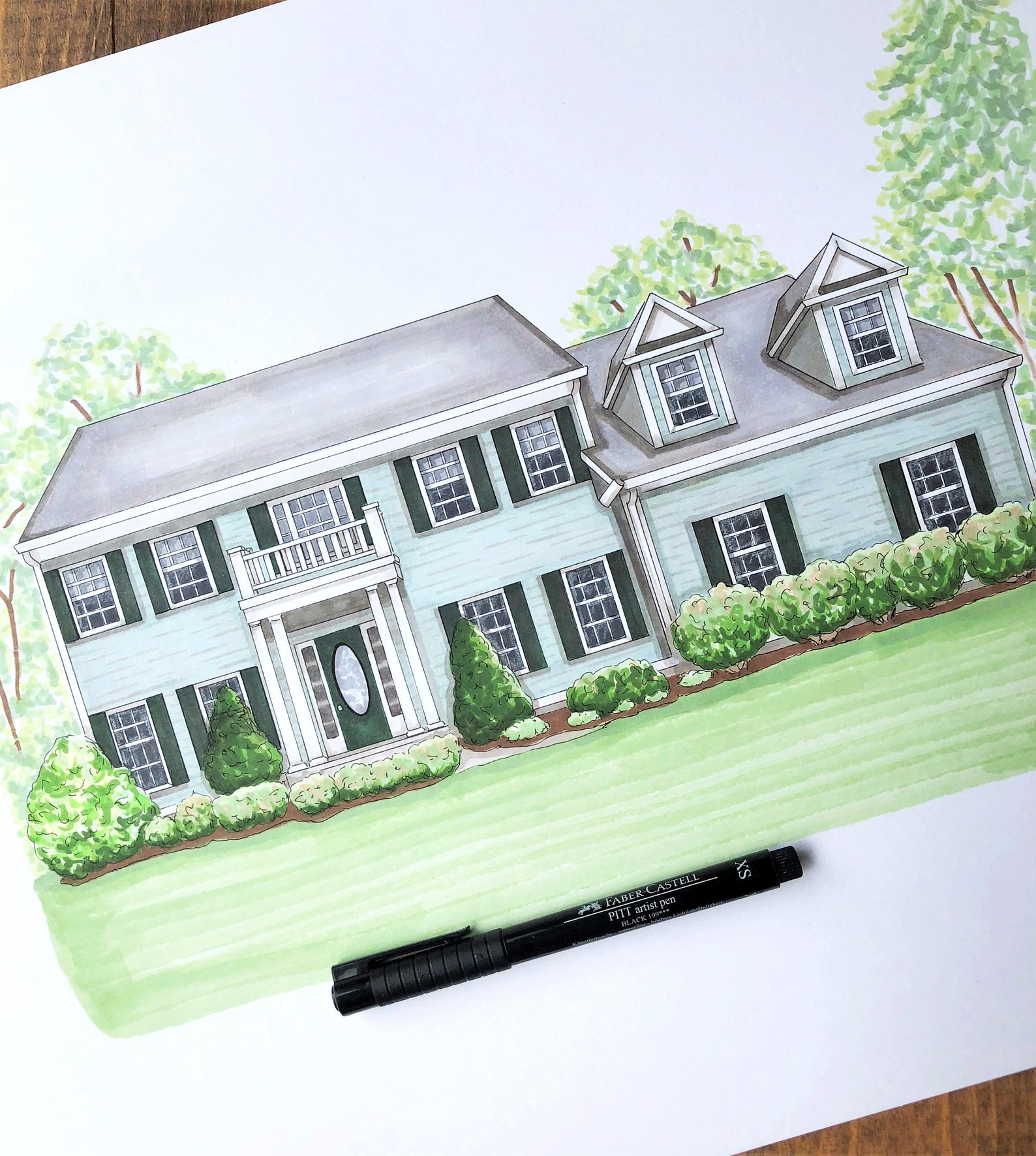 House Drawing, House Portrait, Custom Drawing of Your Home, House ...