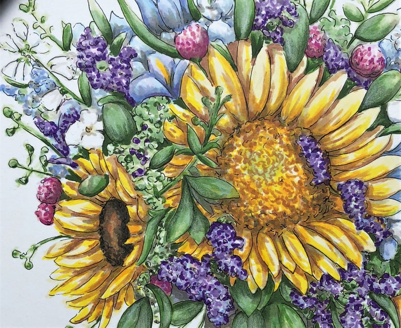 Bouquet Drawing Bridal Bouquet Illustration Wedding | Etsy