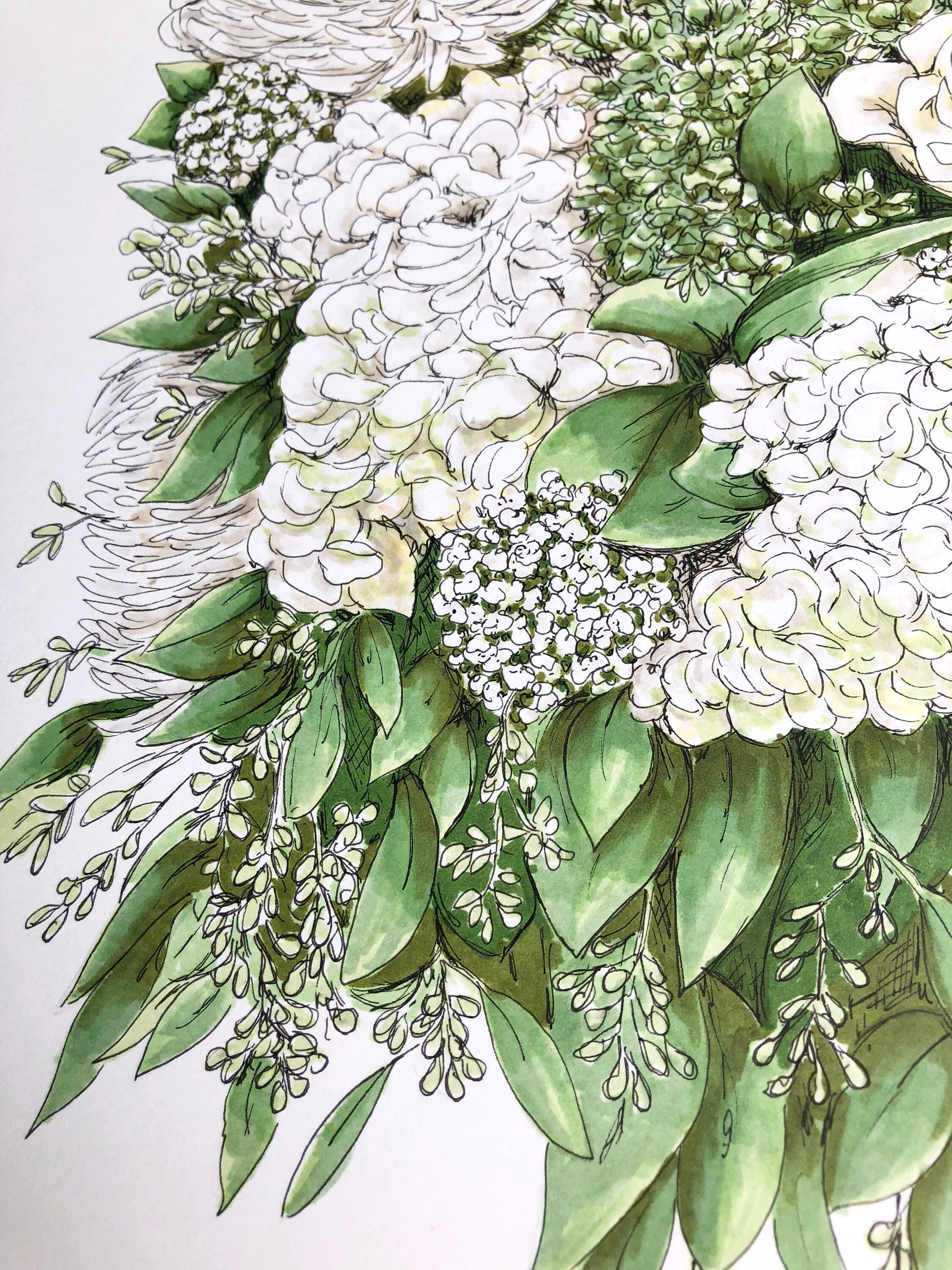 Bouquet Drawing Wedding Bouquet Drawing Gift for Wife | Etsy