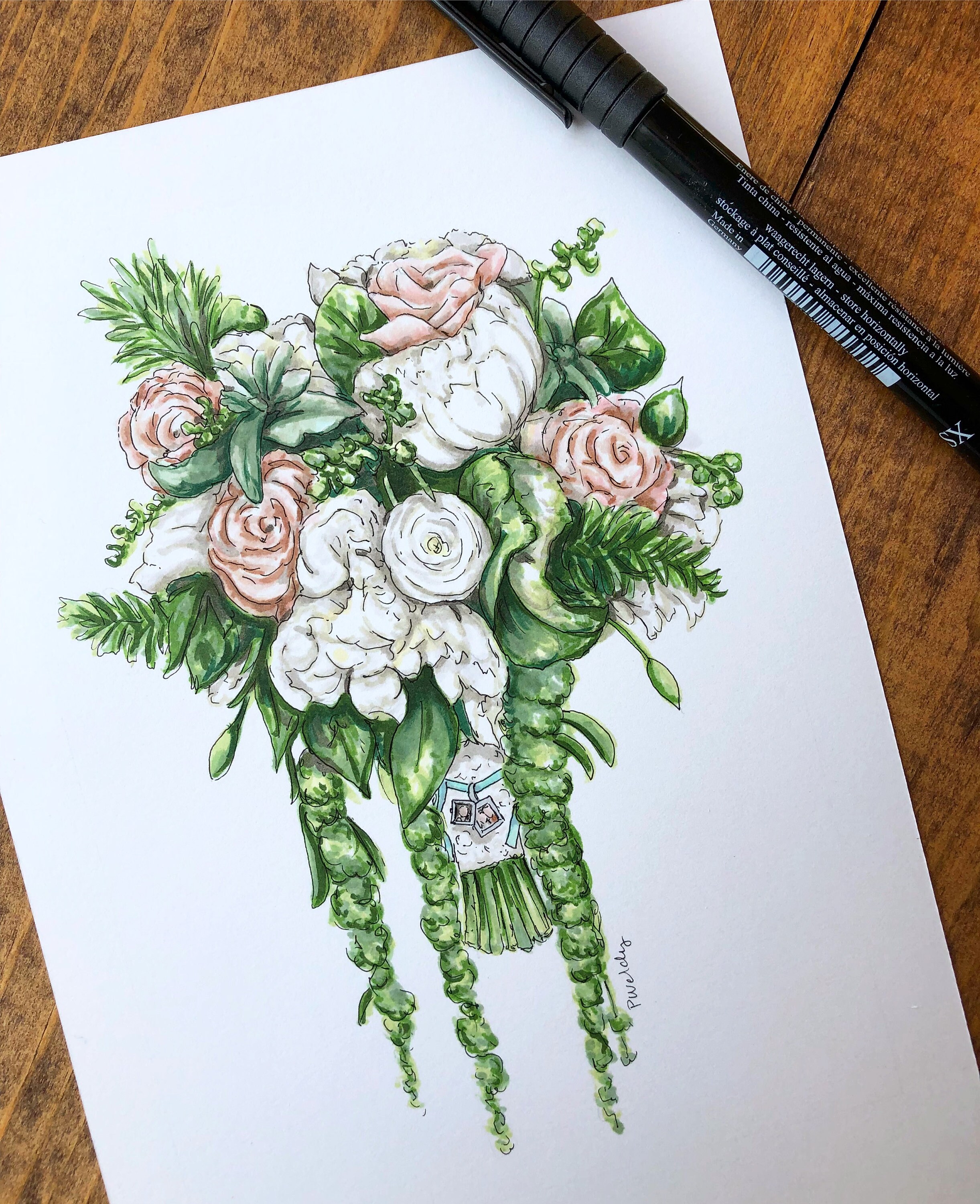 Bridal Bouquet Drawing