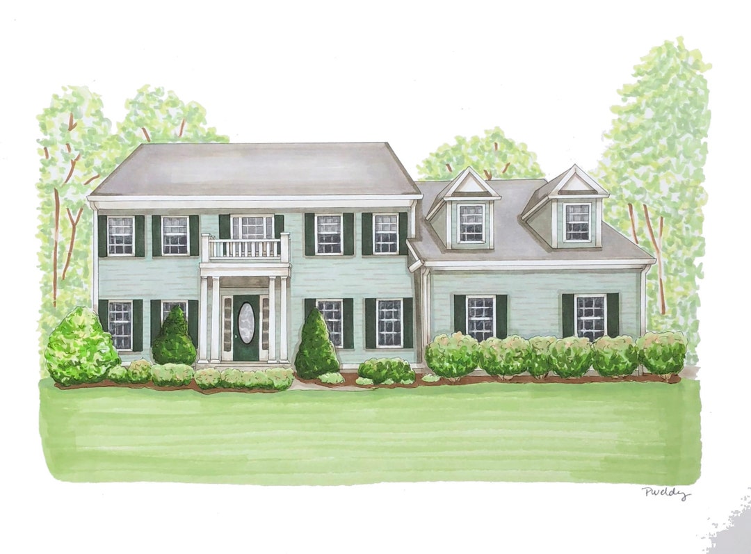 House Drawing, House Portrait, Custom Drawing of Your Home, House ...
