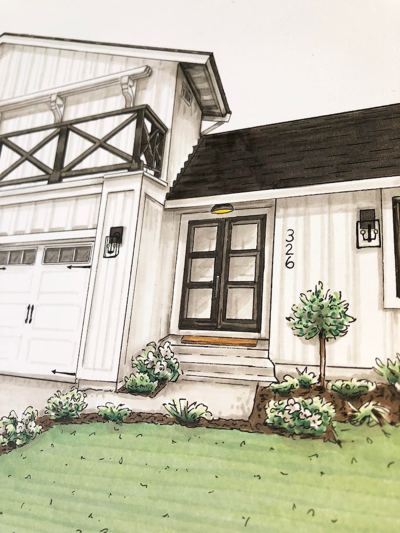 House Drawing House Portrait Custom Drawing of your home | Etsy