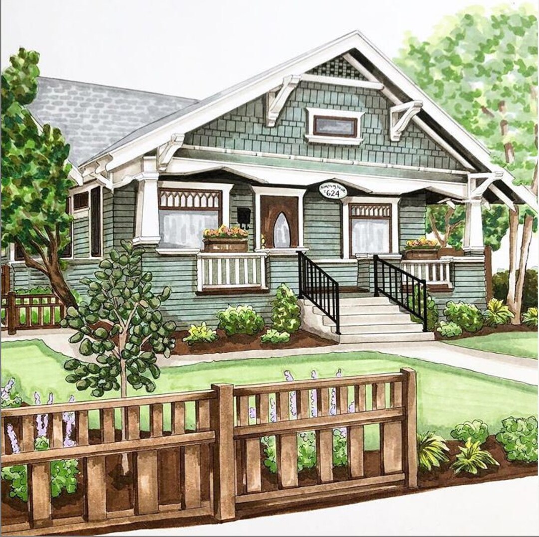 House Drawing House Portrait Custom Drawing of Your Home - Etsy