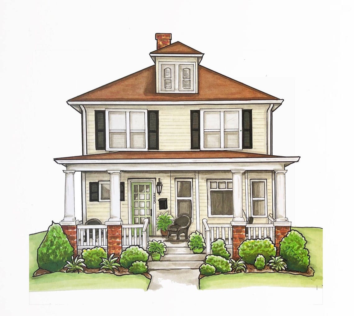 House Drawing House Portrait Custom Drawing of Your Home - Etsy