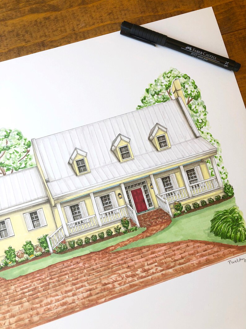 Custom Home Portrait House Drawing Custom Drawing of Your - Etsy
