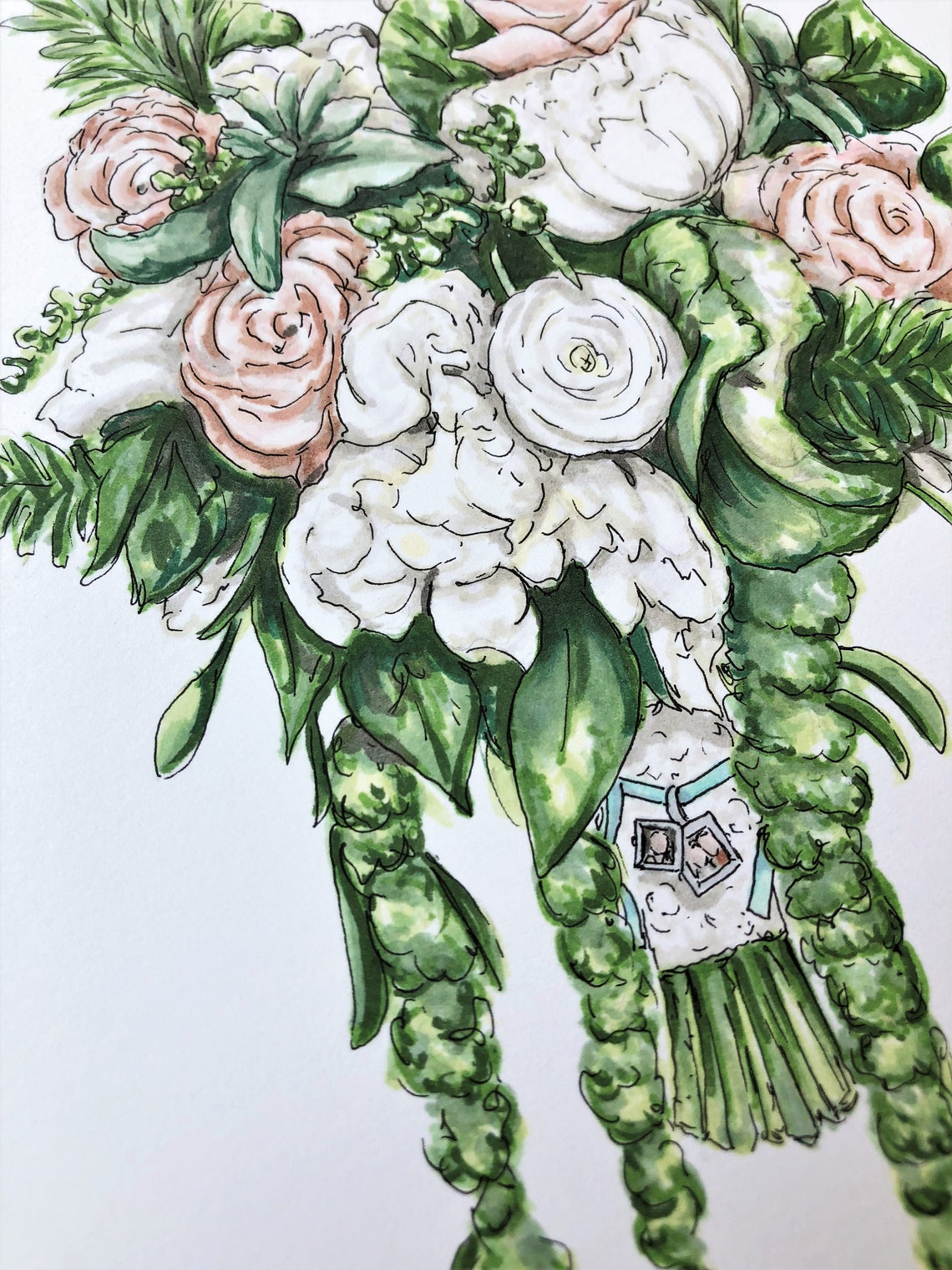 Bouquet Drawing Wedding Bouquet Drawing Bridal Bouquet - Etsy