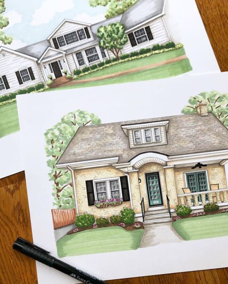 Custom Home Portrait House Drawing Custom Drawing of Your - Etsy