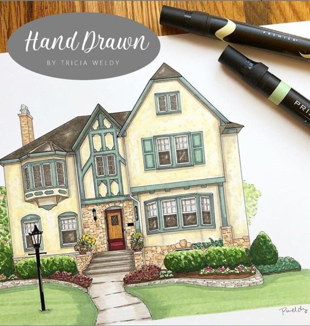 House Drawing, House Portrait, Custom Drawing of Your Home, House ...