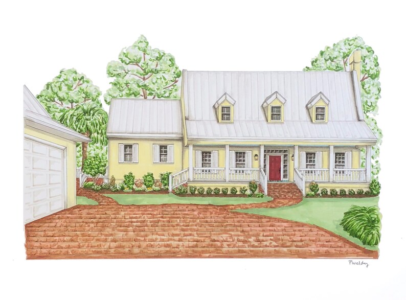Custom Home Portrait House Drawing Custom Drawing of Your - Etsy