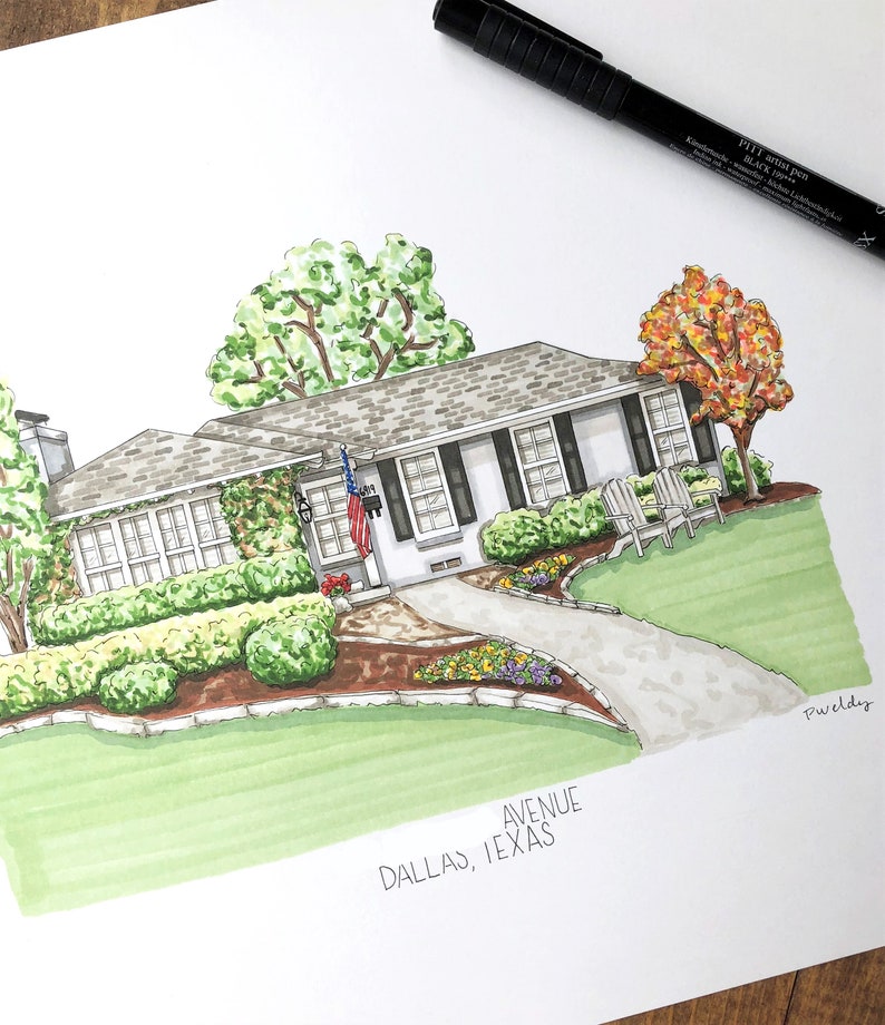 House Drawing House Portrait Custom Drawing of Your Home - Etsy