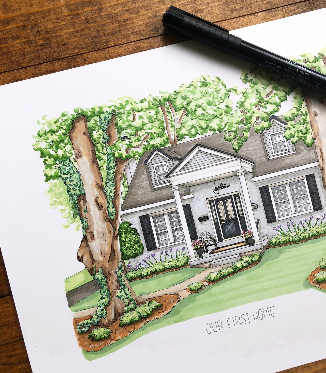 House Drawing, House Portrait, Custom Drawing of Your Home, House ...