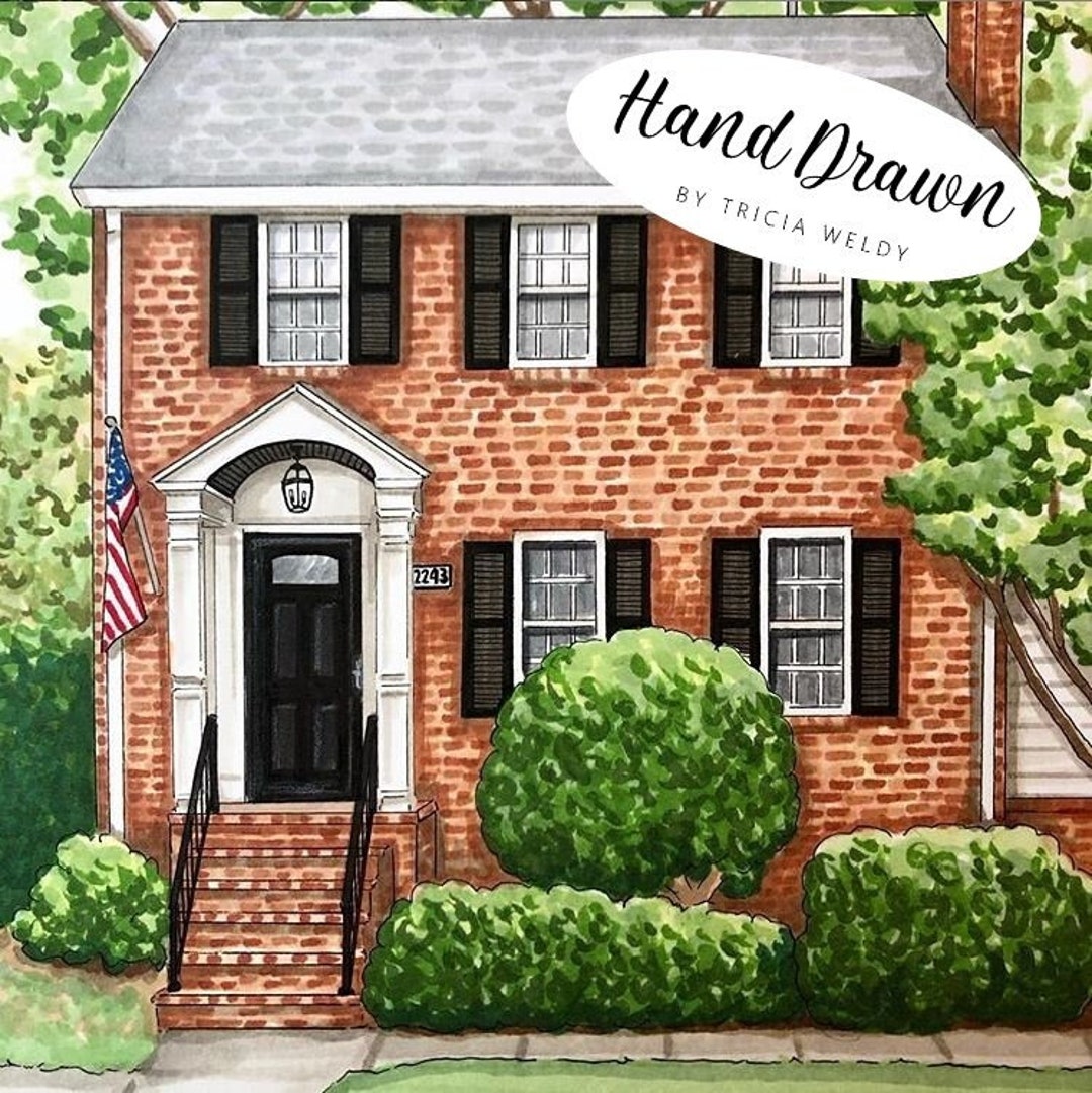 House Drawing, House Portrait, Custom Drawing of Your Home, House ...