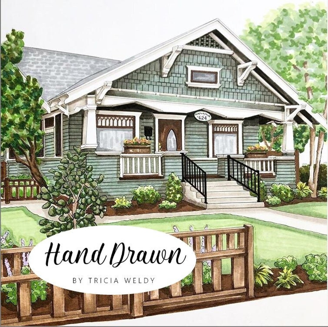 House Drawing, House Portrait, Custom Drawing of Your Home, House ...