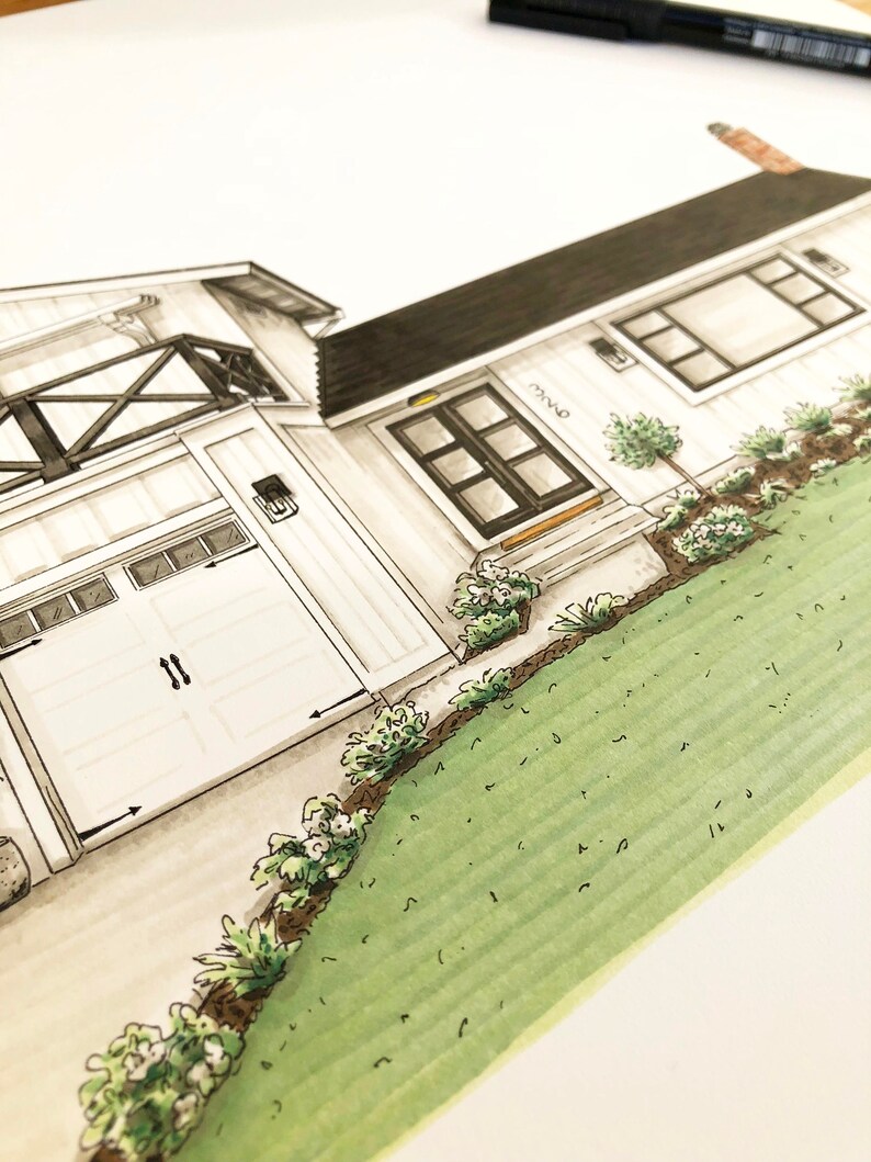 House Drawing House Portrait Custom Drawing of your home | Etsy