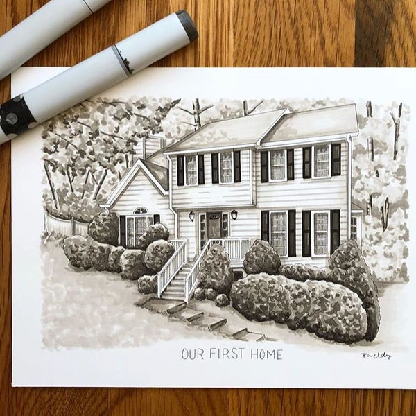 Custom House Drawing - Etsy