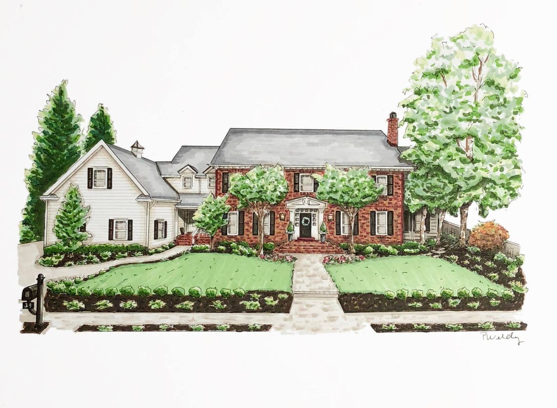 House Drawing House Portrait Custom Drawing of Your Home - Etsy