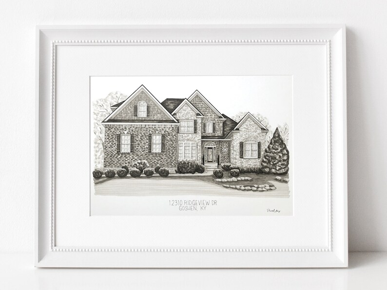 Custom House Portrait: Hand-drawn Black and White Home Sketch - Etsy