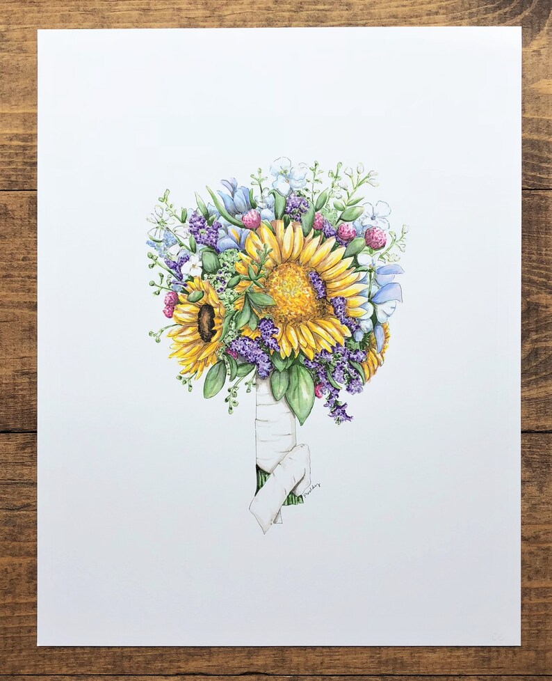 Bouquet Drawing Bridal Bouquet Illustration Wedding | Etsy