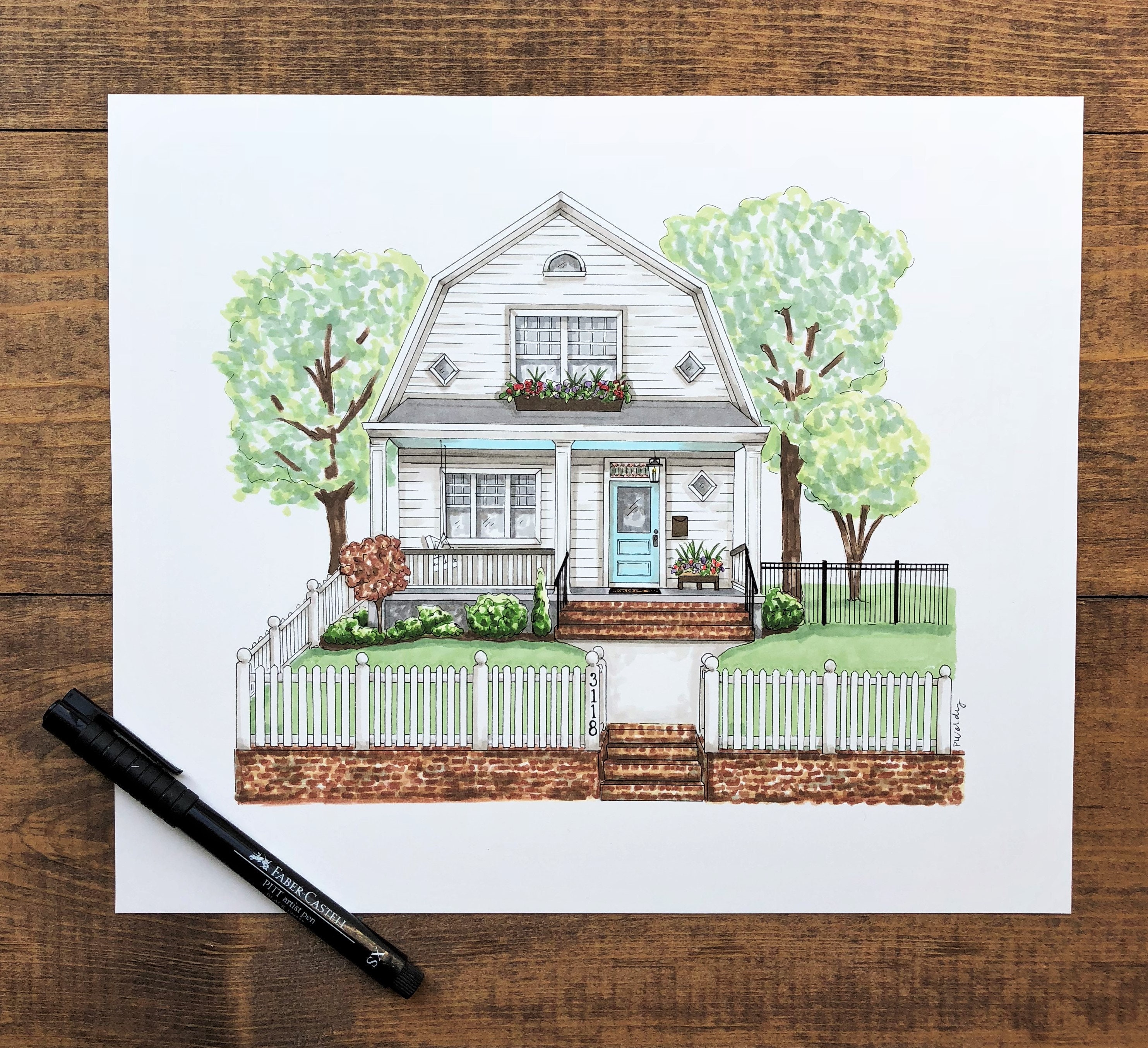 Custom House Drawing Custom Home Portrait House Portrait | Etsy