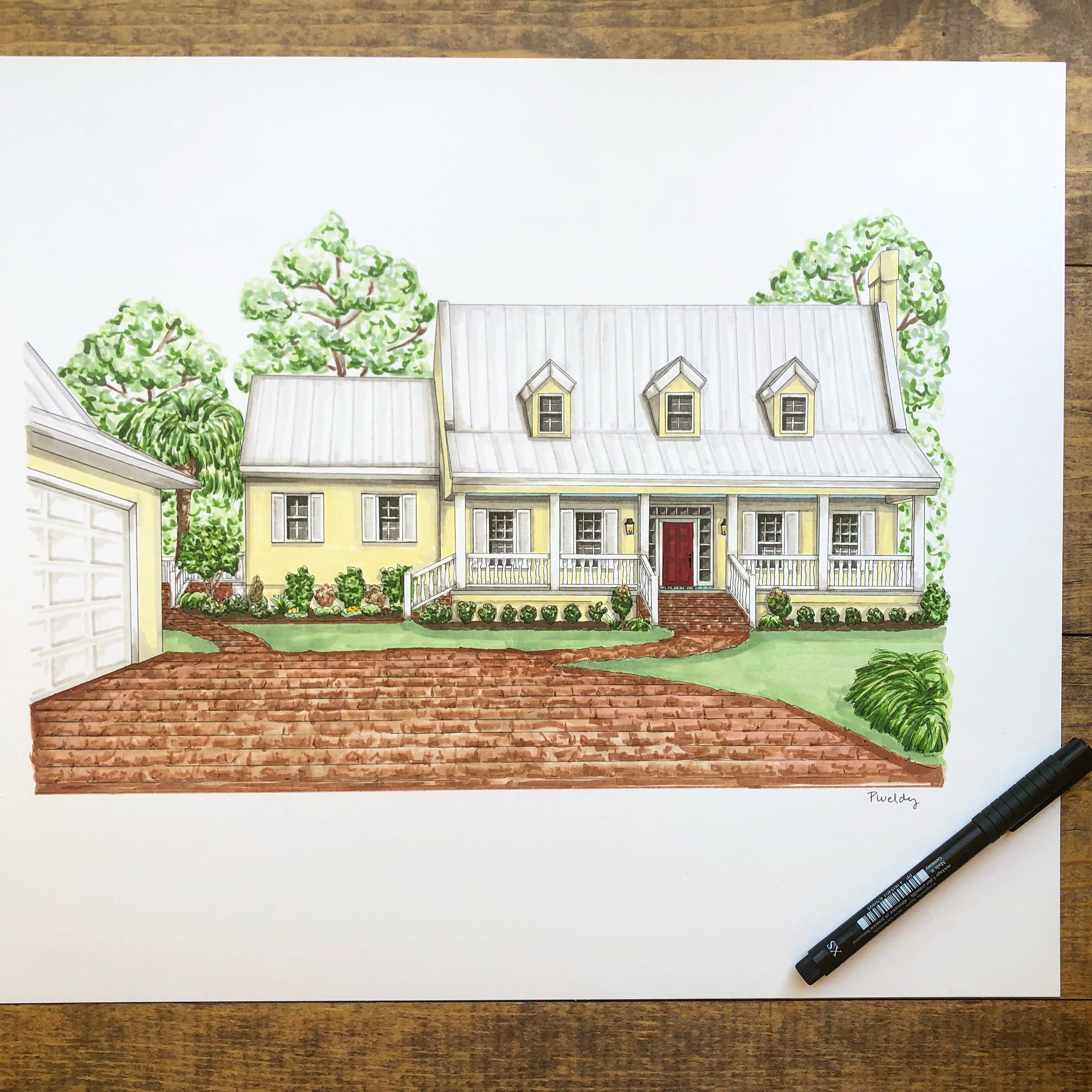 Custom House Drawing, Custom Home Portrait, House Portrait, House ...