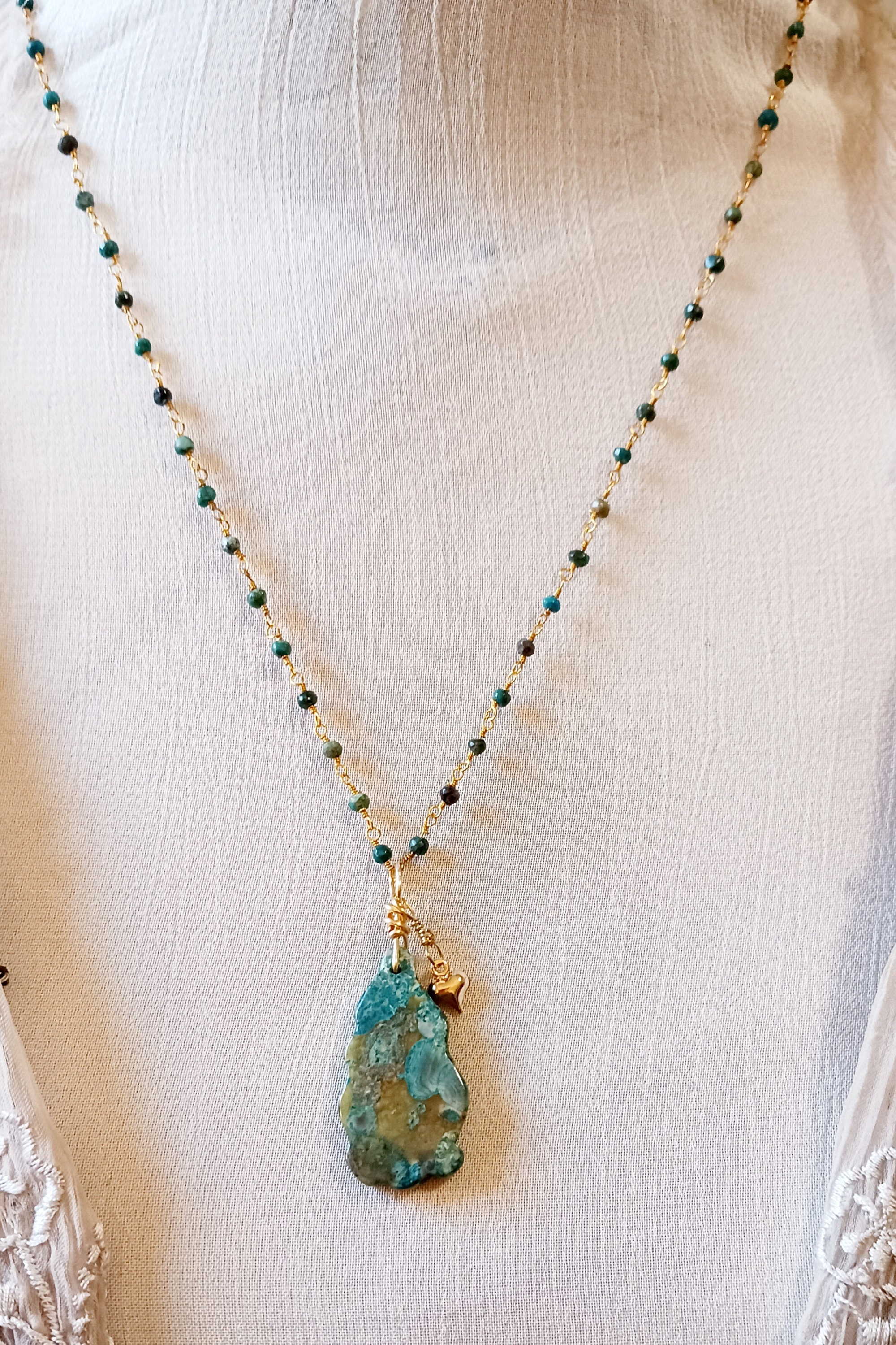 Chrysocolla Polished Bead Necklace