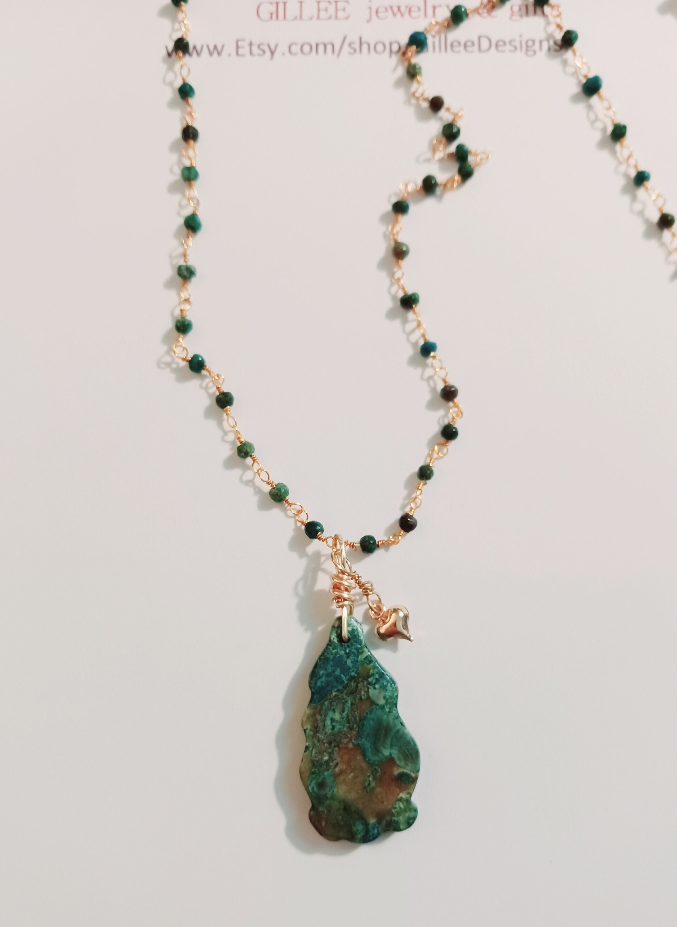 Chrysocolla Polished Bead Necklace