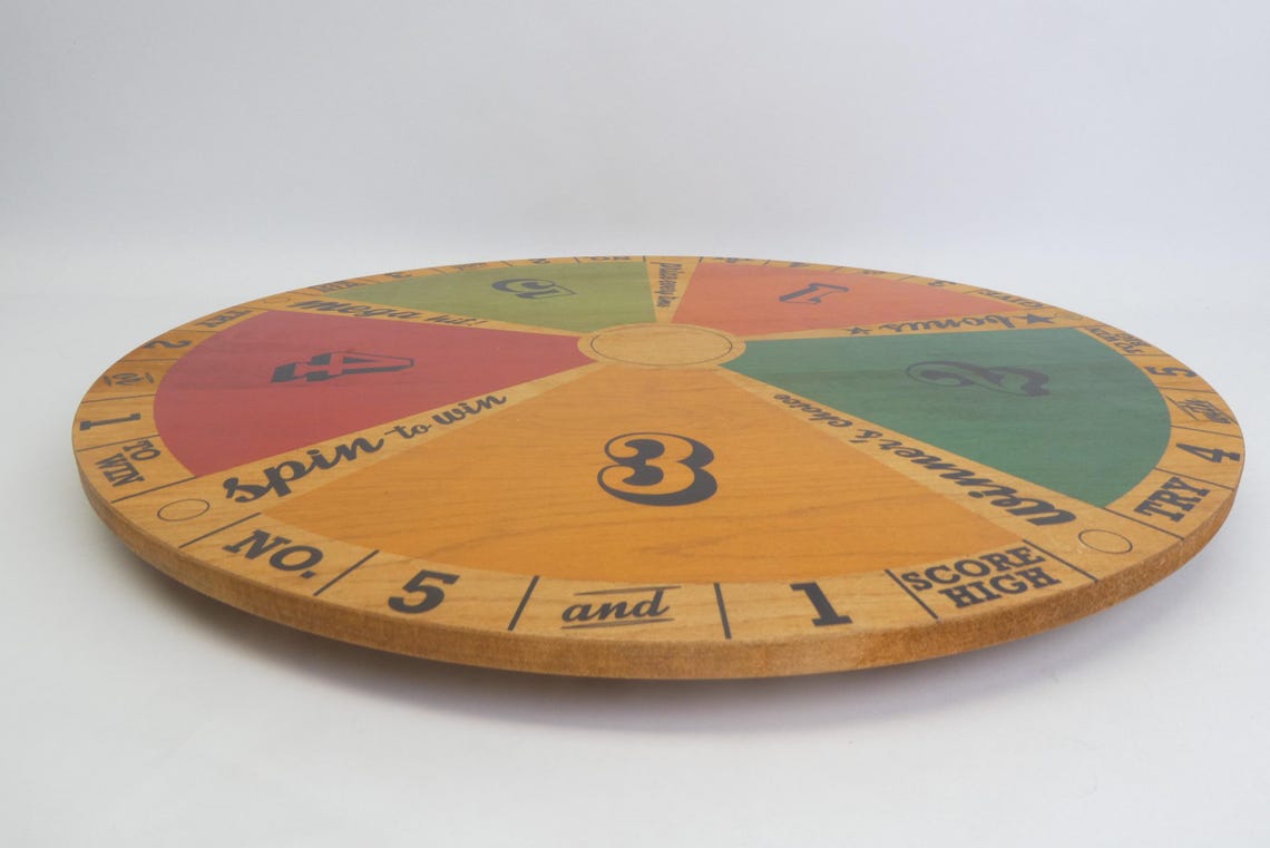 Vintage Used JK Adams Lazy Susan Colorful Spinning Chance Wheel Design ...