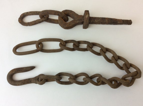 Antique Old Wrought Iron Early Chain Hook Hardware Industrial - Etsy