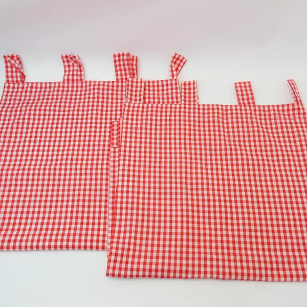 Red and White Checkered Kitchen Window Curtains - Etsy