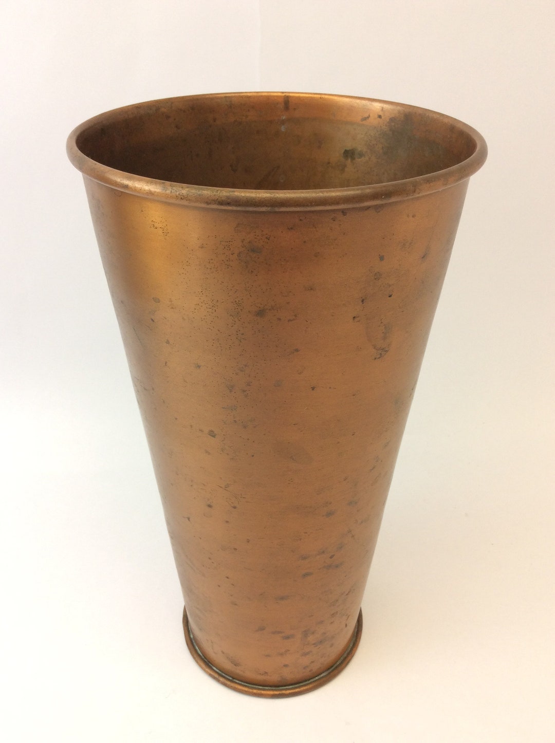 Vintage Old Metal Solid Copper Heavy Flower Vase Decorative Interior ...