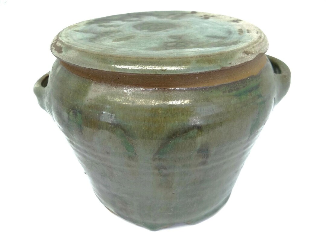 Vintage Used Signed Rachel Stoneware Red Glazed Art Pottery Jar With ...