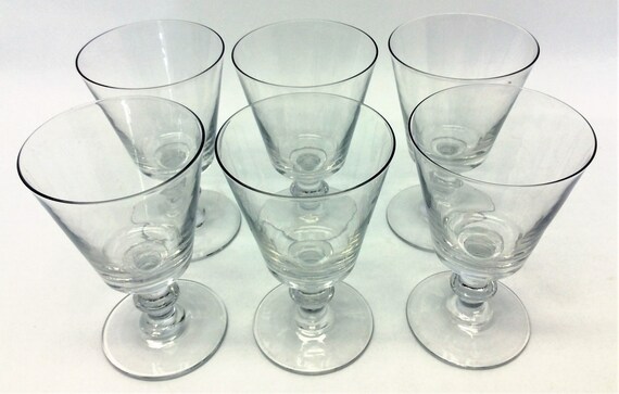 Set of 6 Vintage Used Clear Glass Quality Old Wine Glasses | Etsy