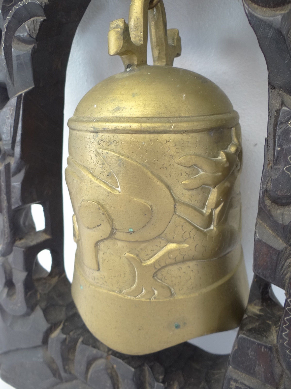 Vintage Chinese Brass Metal Dragon Bell W Inlayed Silver - Etsy