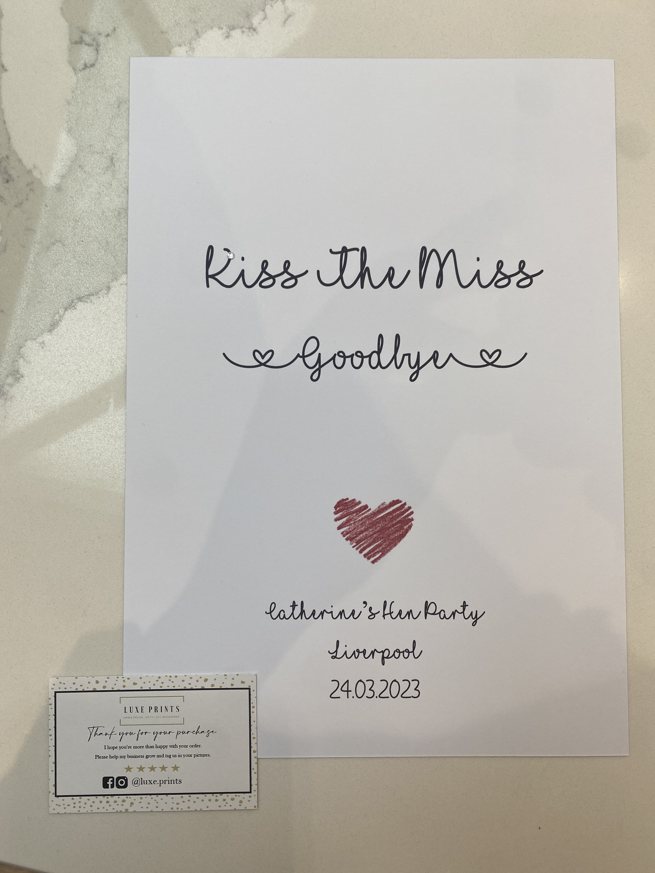 Kiss the Miss Goodbye Hen Do Print Download PDF Bride Favour Keepsake ...
