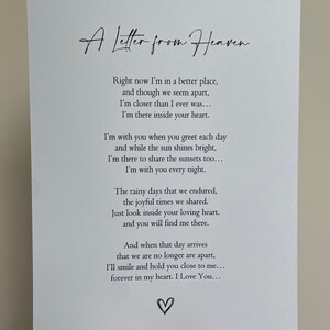INSTANT DOWNLOAD A Letter From Heaven Family Poem Loved Lost Ones ...