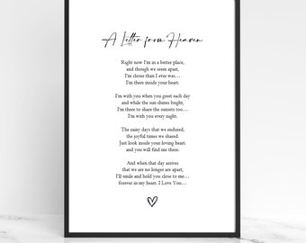 INSTANT DOWNLOAD A Letter From Heaven Family Poem Loved Lost Ones ...