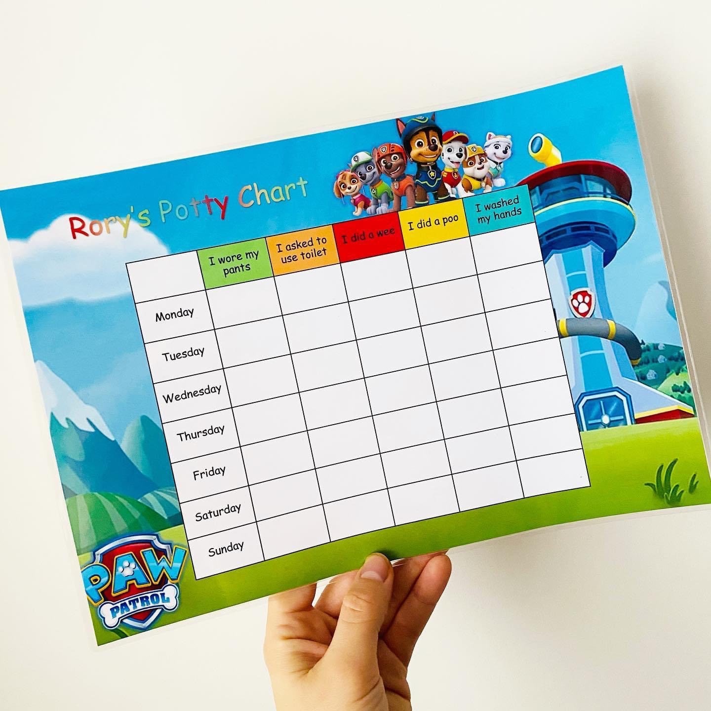 Paw Patrol Potty Toilet Training Star Reward Chart Tracker Personalised ...