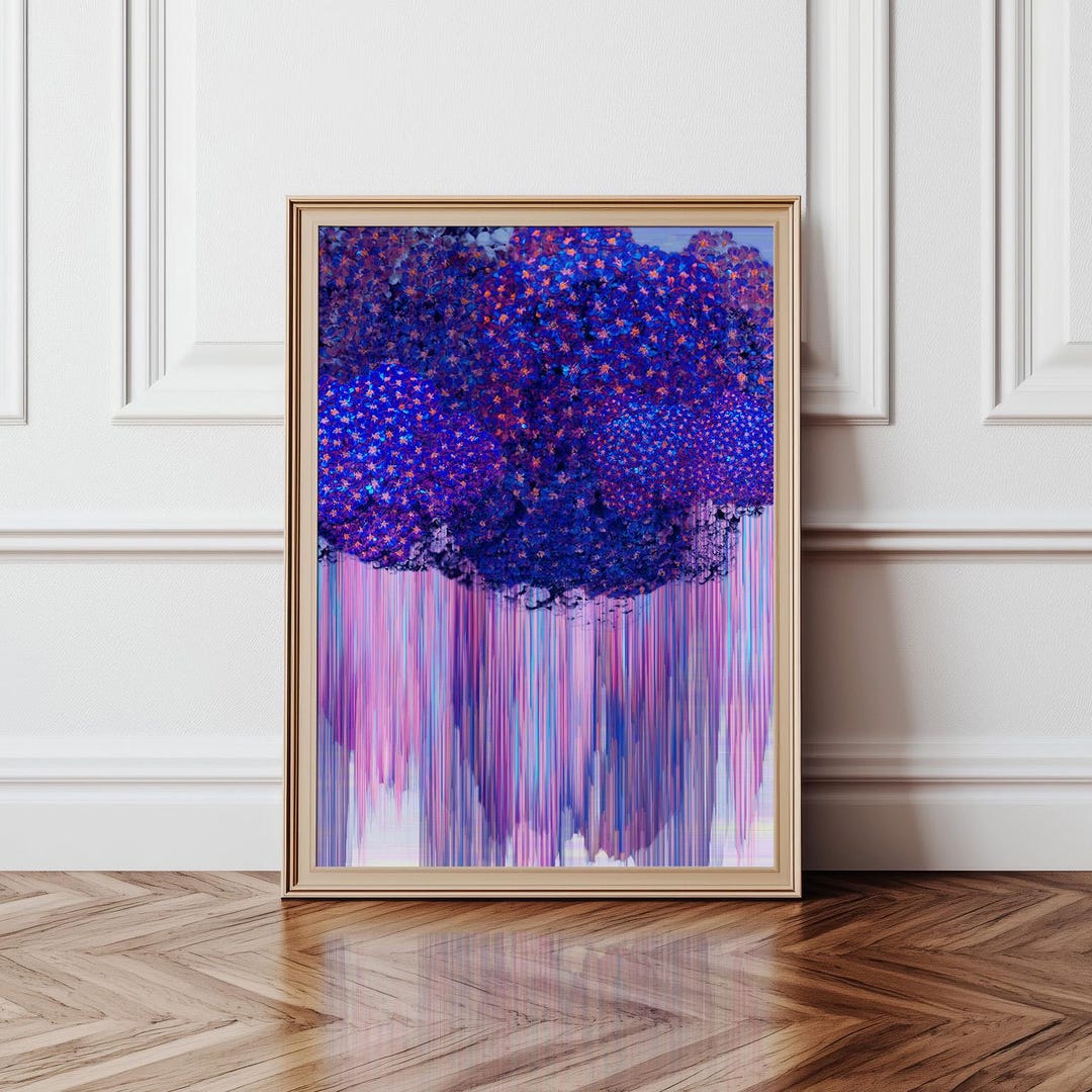 Purple Rain Psychedelic Art Print – Surreal Violet Cloud Wall Art ...