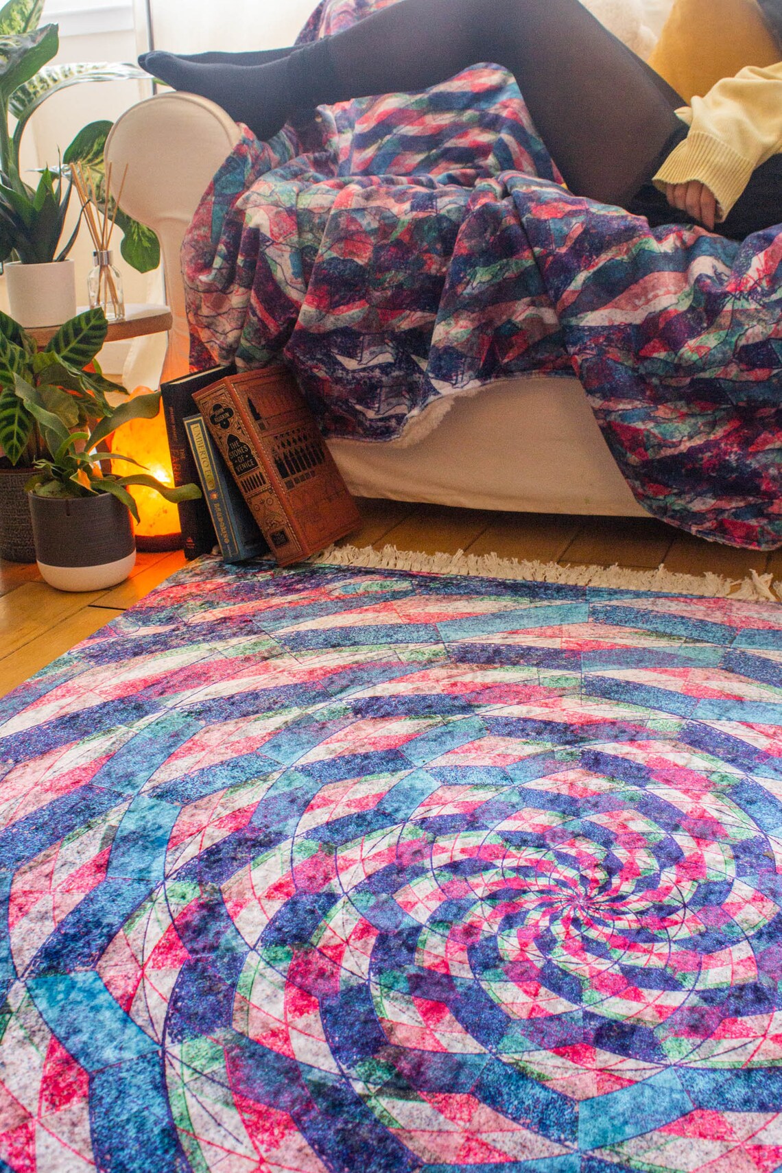 Blue Psychedelic Rug / Patterned Trippy Carpet / Psychedelic | Etsy