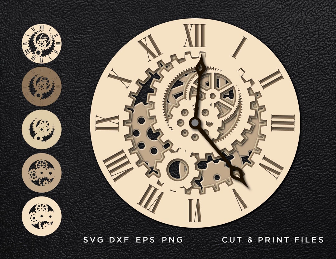 Wall Clock SVG, Cut File, Multilayer, 3D Vector Digital Templates, Dxf ...
