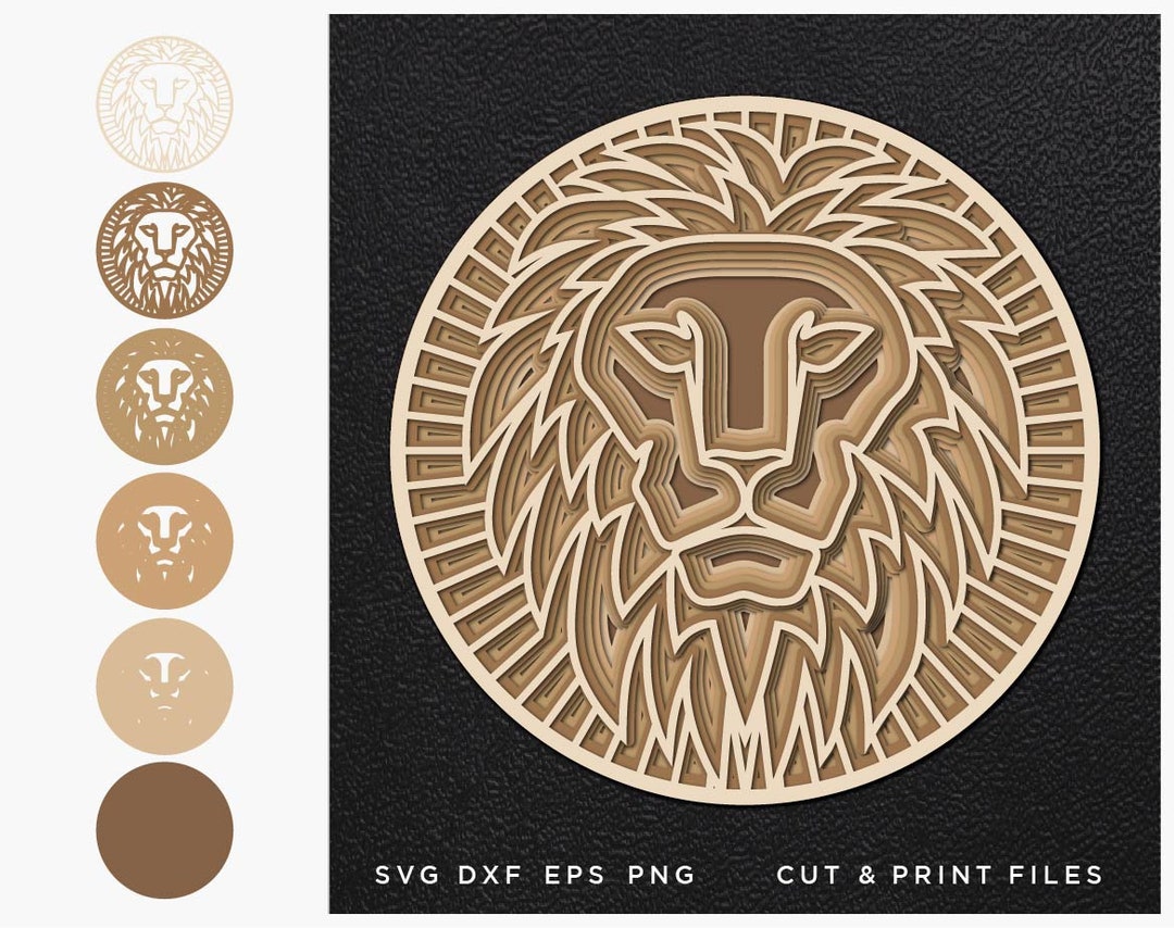 Lion Svg, 3d, Cut File Lion, Cut Multilayer, 3D Geometric Digital ...