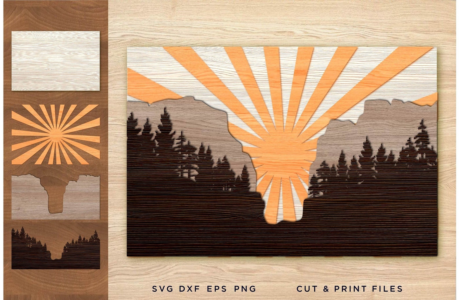 Laser Cut Files, DXF, SVG, Multi-layer Files, Layered Landscape ...