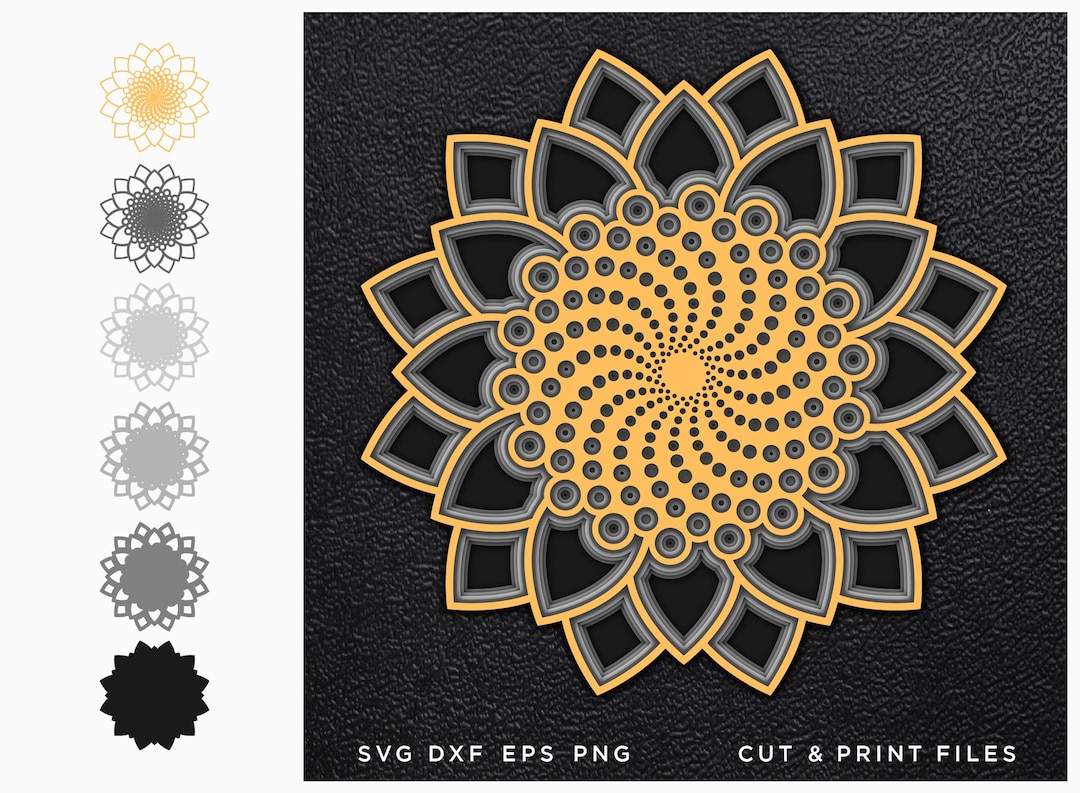 Mandala SVG, Cut File Mandala, Cut Multilayer Mandala, 3D Geometric ...