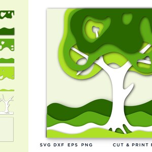 3D tree wave tree of life Multi color layers papercut | Etsy